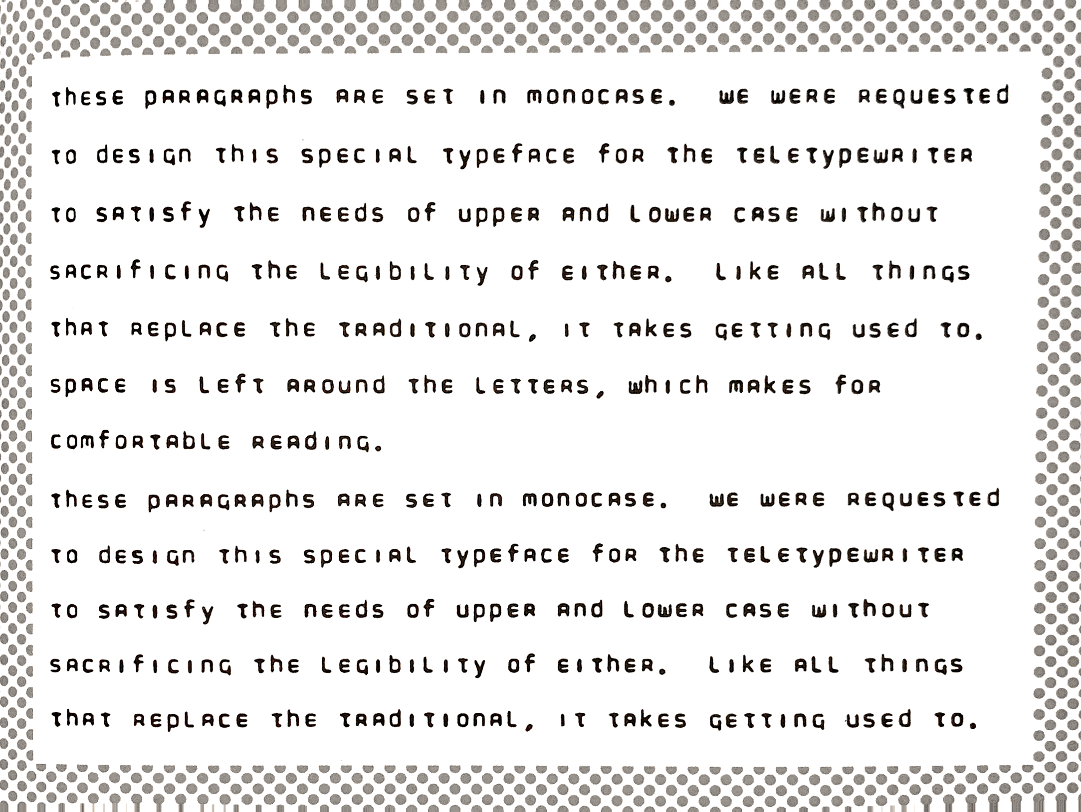 The Origin of Teletype Monocase Font – Floodlights and Goalposts