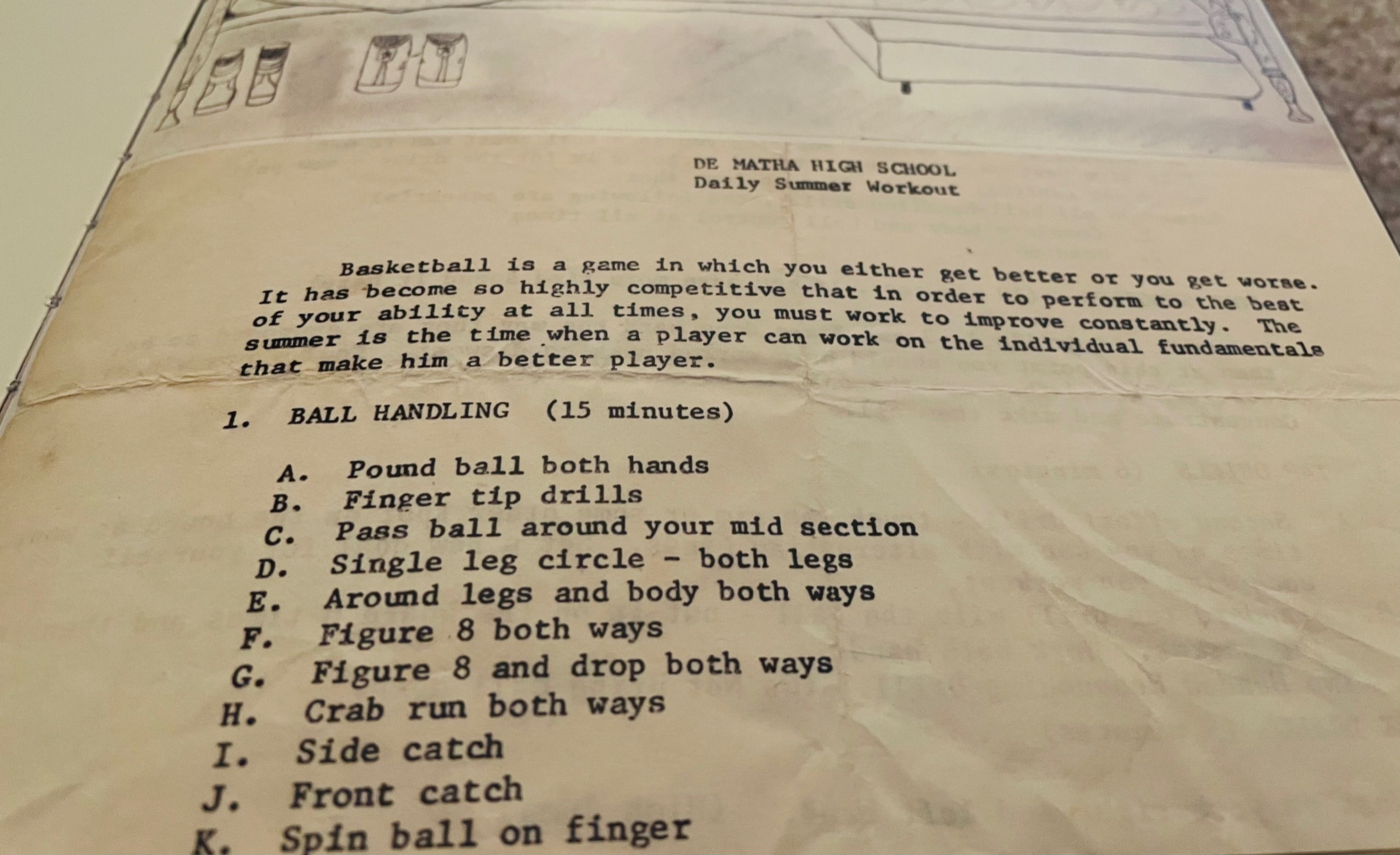 Coach Morgan Wooten’s Summer Basketball Workout Sheet (an excerpt ...